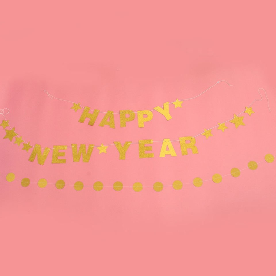 2 Count Party Decorations New Years Eve Happy Glitter Banner for | eBay UK