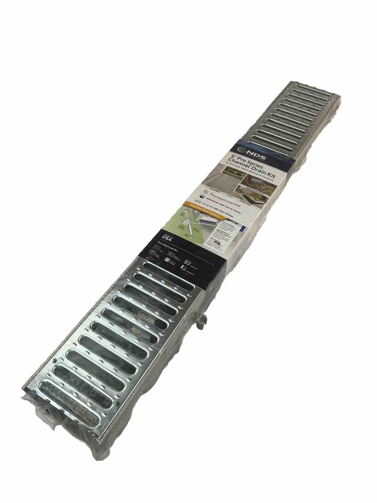 NDS 864GMTL 5-Inch Pro Channel Drain Kit with Metal Grate, 5 In, Gray ...