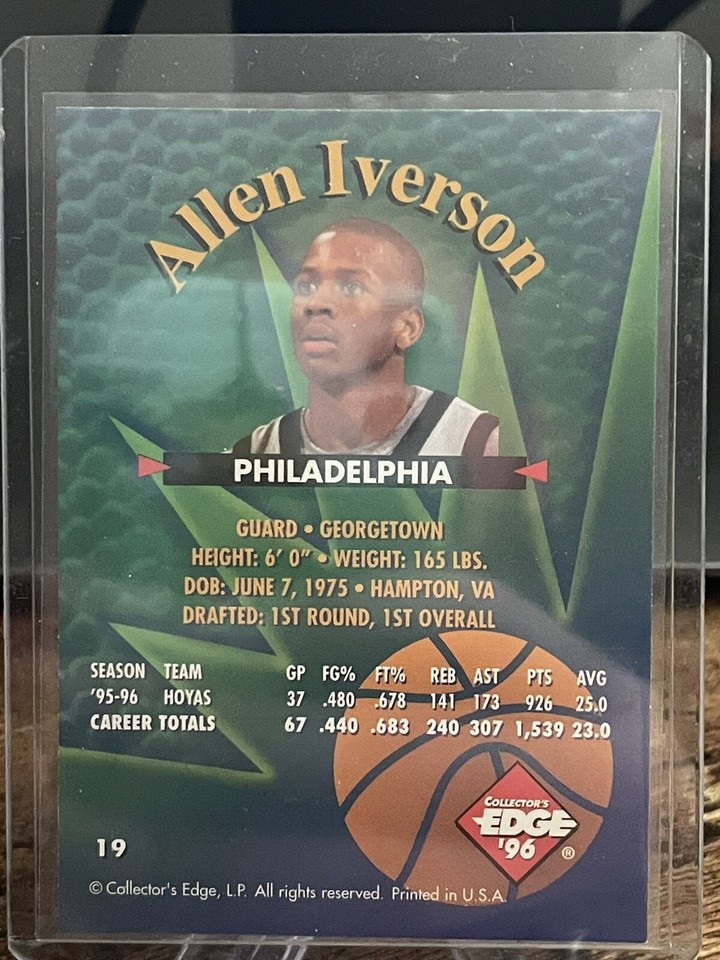 1996 Collector's Edge Rookie Rage #19 Allen Iverson | eBay