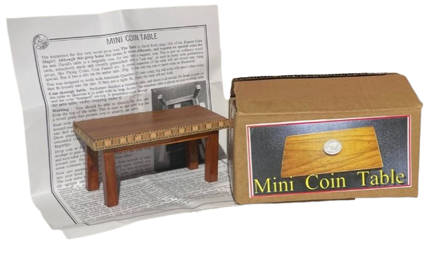 Deluxe MINI COIN TABLE Wood Magic Trick Close Up Quarters Penetration ...