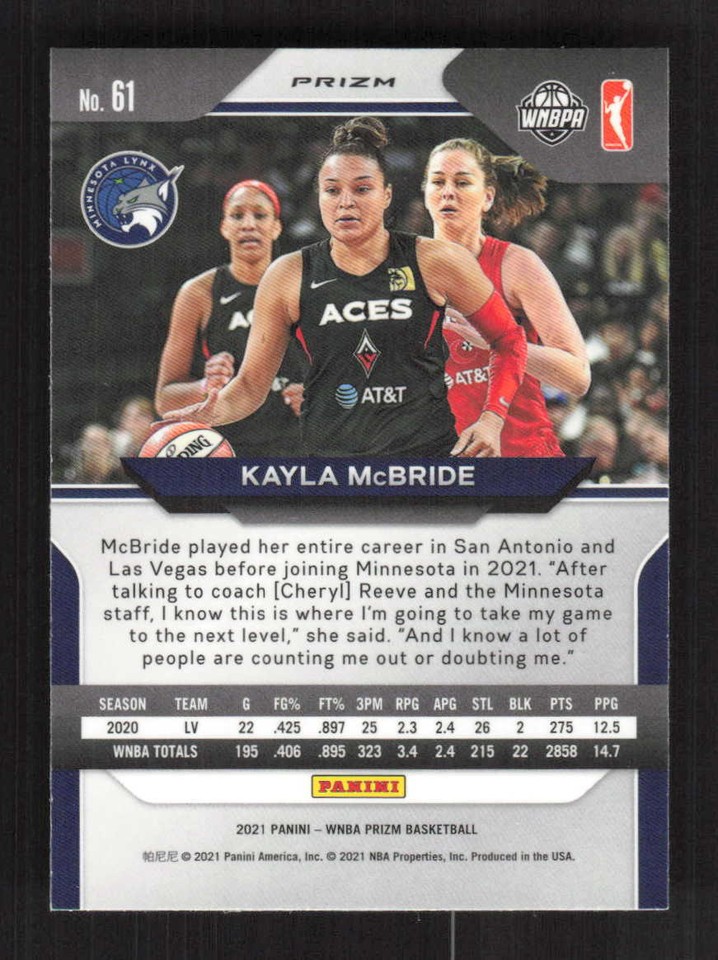 Kayla McBride 2021 Panini Prizm WNBA Prizms Ruby Wave Minnesota Lynx ...