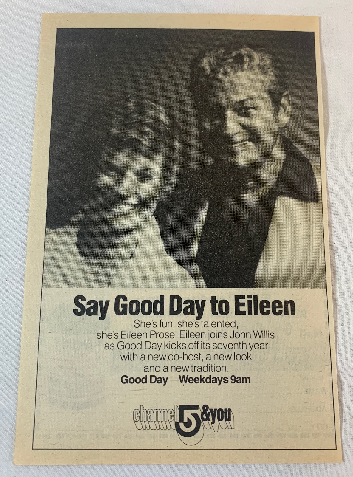 1979 WCVB tv ad~ GOOD DAY Eileen Prose, John Willis | eBay