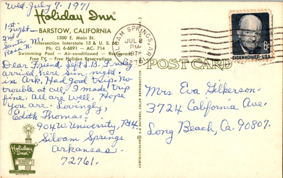 Holiday Inn Barstow, California postcard. Circa 1971 | eBay