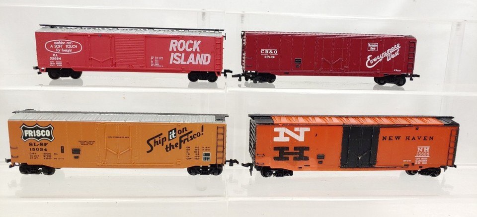 4 HO Gauge Model Train Boxcars w/ Weights Inside Nice Custom Freight ...