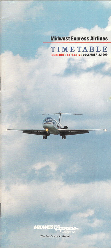 Midwest Express Airlines system timetable 12/2/90 [0123] Buy 4+ save 50 ...