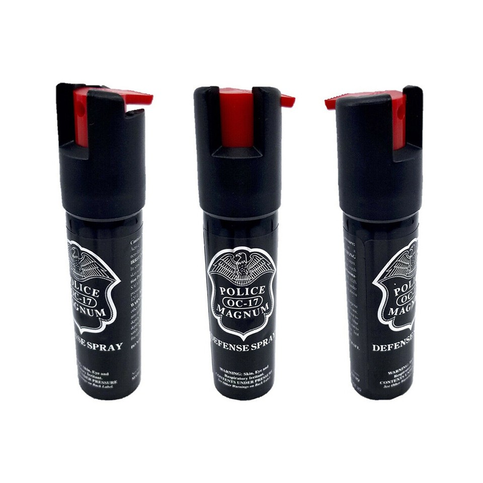 3 Pack POLICE Magnum OC-17 PEPPER Spray 3/4oz safety lock UV Dye Self ...