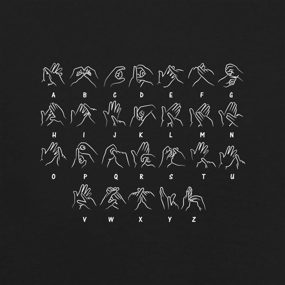 Sign Language - Alphabet - Mens T-Shirt - Alphabet Deaf Hearing ...