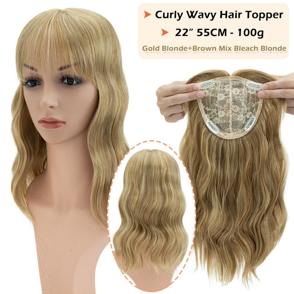 100% Real Natural Topper with Bangs Toupee For Thinning Hair as Human ...