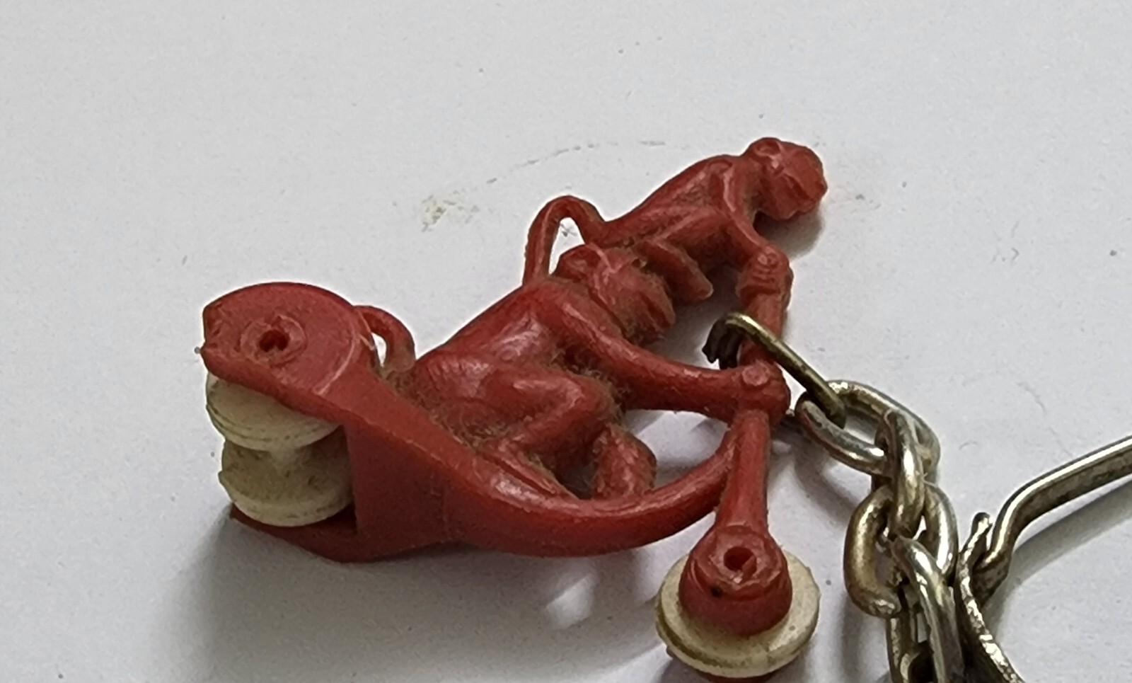 Rare 2 red Monkeys on a motorcycle key chain old plastic era . | eBay