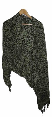 UNBRANDED Black & Beige Ocelot Print Fringed Scarf One Size | eBay ...