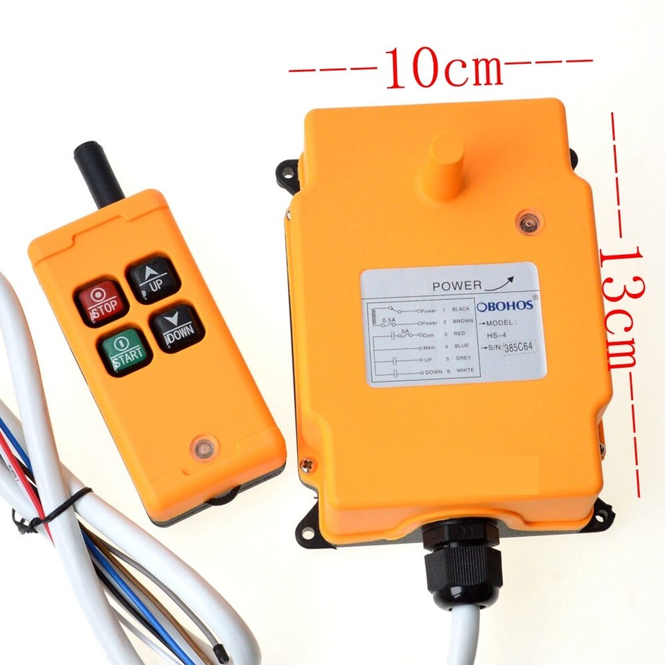 4 Key Electric Wireless Cordless Crane Radio Hoist Remote Control HS-4 ...