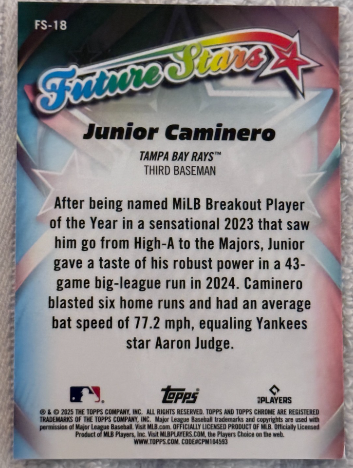 2025 Topps Chrome Baseball - Future Stars - #FS18 - JUNIOR CAMINERO | eBay