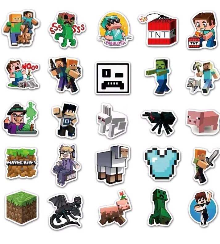 6 Packs Of 50 Stickers of Minecraft Video Game Stickers No Duplicates ...