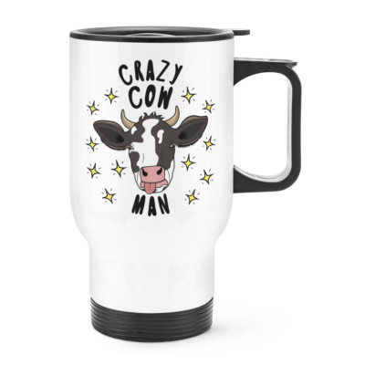 Loco Vaca Hombre Stars Viaje Taza con Mango - Divertido Animal Broma | eBay