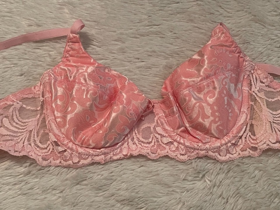 Vtg VICTORIA'S SECRET Lace & SATIN Bra 34A Shiny Pink 90s? 80s? Lined ...
