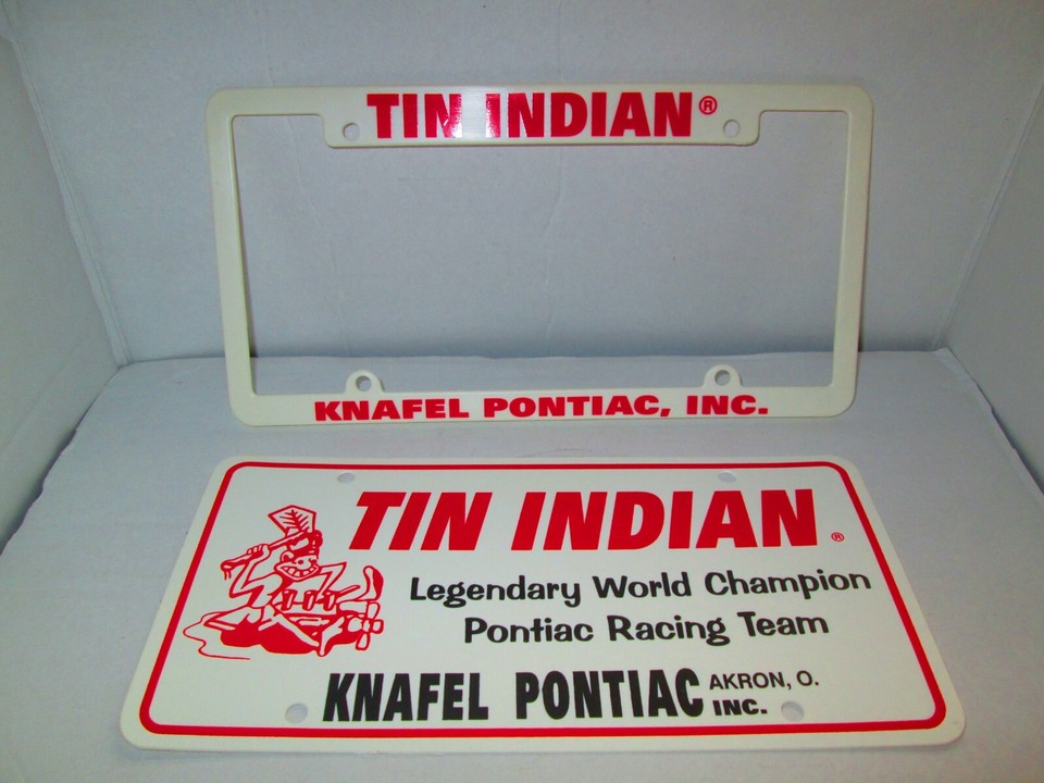 Knafel Pontiac Akron Tin Indian Combo License Plate Frame & License ...