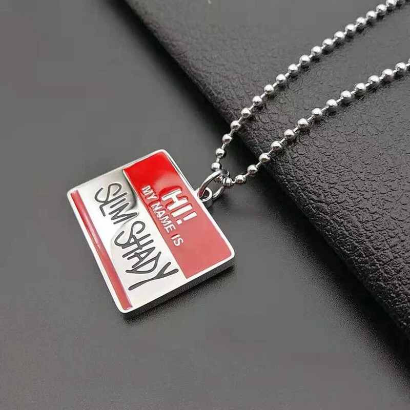 Eminem Hi My Name Is Slim Shady Necklace Pendant Chain Keyring Tag Fan ...