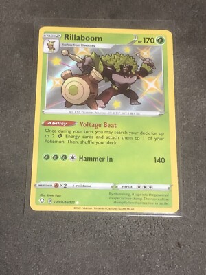 Pokemon TCG Card Rillaboom SV006/SV122 Shiny Holo Rare Shining Fates ...