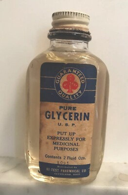 Vintage Paper Label Glycerin Bottle Hi-Test Pharmacal Co Cleveland Ohio ...