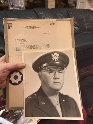 B&W Original Photo Patch & Letter General Donovan 8th Service Command ...