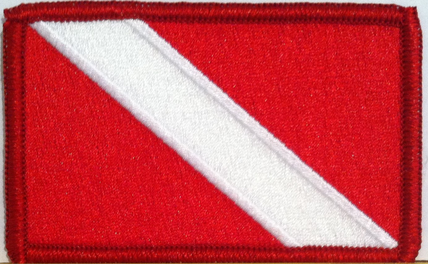 SCUBA Flag Military Tactical Patch W/ Hook Adhesive Fastener Red Border ...