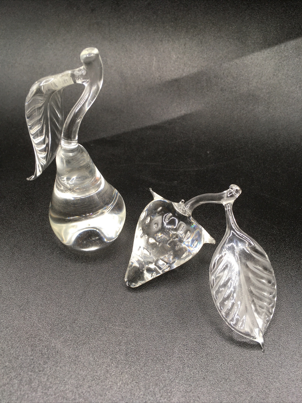 Vtg Pair Michael Dorofee Art Glass Fruit Figurines Pear Strawberry 3 ...