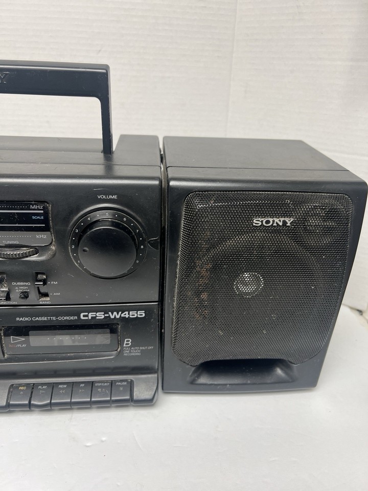 Sony CFS-W455 Stereo Double Cassette Radio Boom Box Detachable Speakers ...