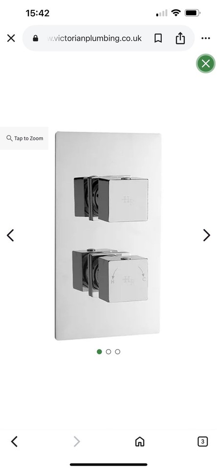 Concealed Square Thermostatic Shower Mixer 2 Dial 1 Way Valve Chrome ...