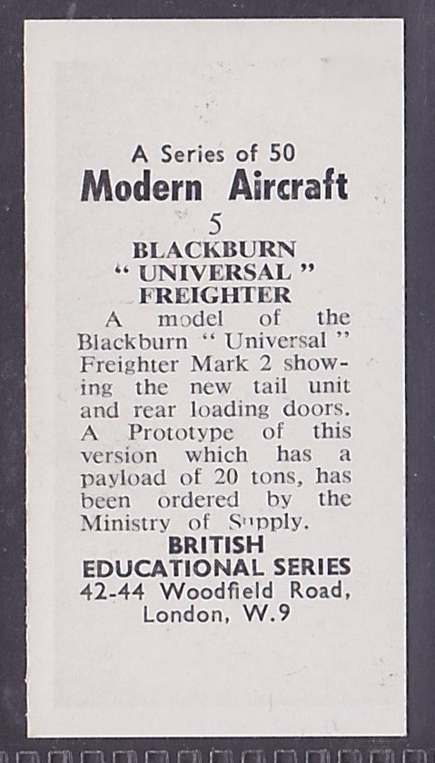 BLACKBURN UNIVERSAL FREIGHTER - 70 + year old English Trade Card # 5 | eBay