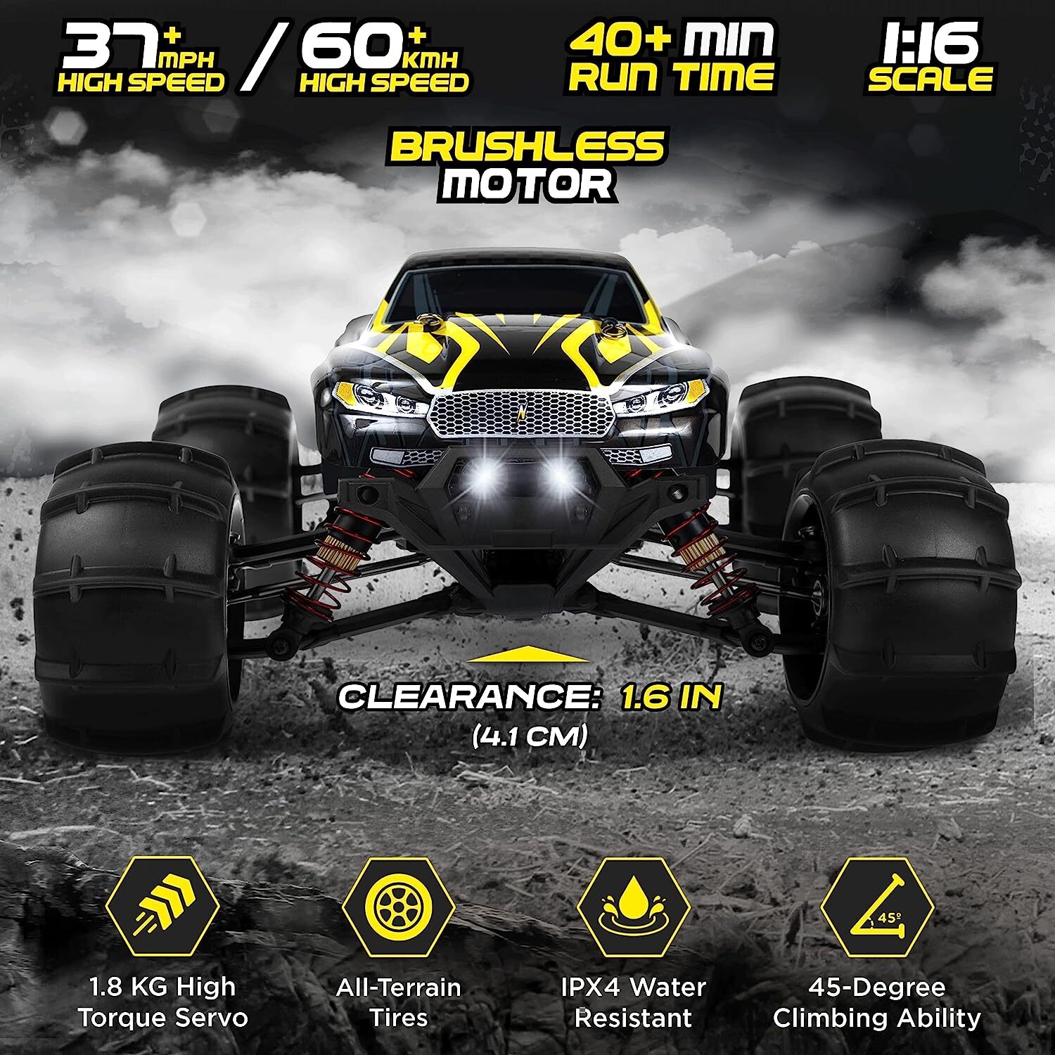 Laegendary Sonic 4x4 RC Car, 1:16, Brushless Motor, Up to 37 Mph ...