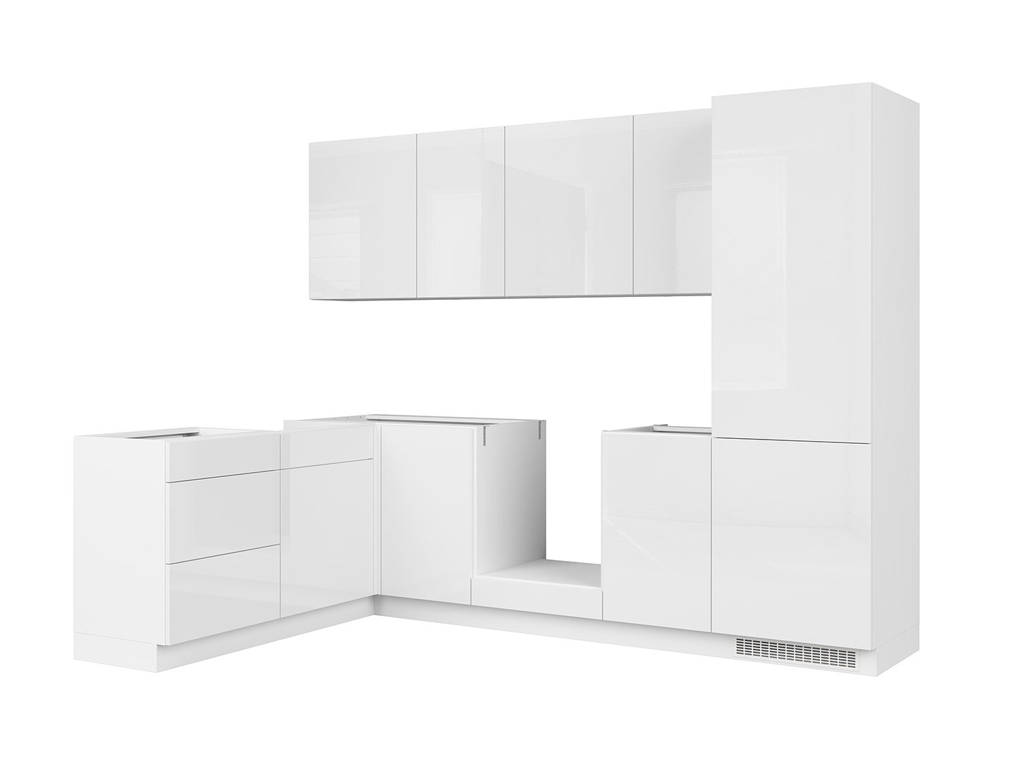 TOP LINE KITCHEN SET – L-SHAPE 10 UNITS -WHITE HIGH GLOSS | eBay UK