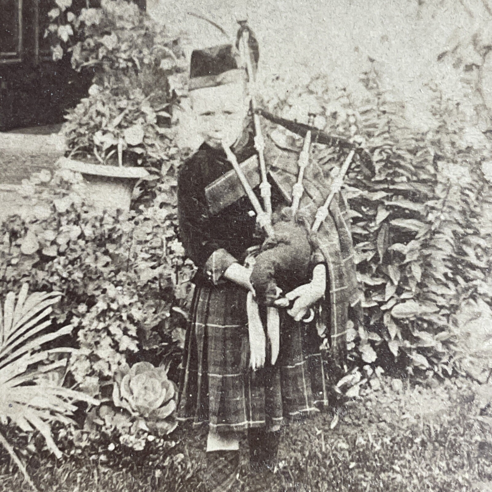 Antique 1870s Little Scottish Boy Plays Bagpipes Stereoview Photo Card ...