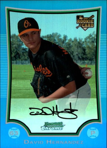 2009 Bowman Chrome Blue Refractors Baseball Card #204 David Hernandez ...