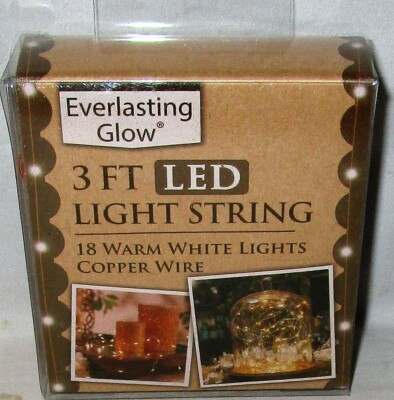 Christmas LED 3 ft light string Battery Operated 18 White lights Copper ...