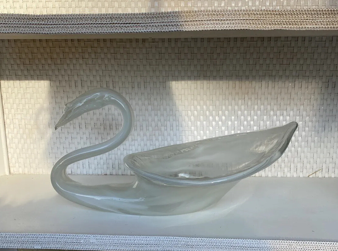 SWAN - NICE HAND MADE GLASS SWAN CANDY DISH 1970’s | eBay
