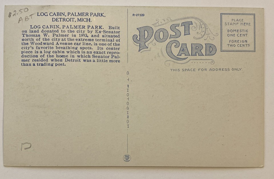 Vintage Postcard, Log Cabin, Palmer Park, Detroit, Michigan | eBay