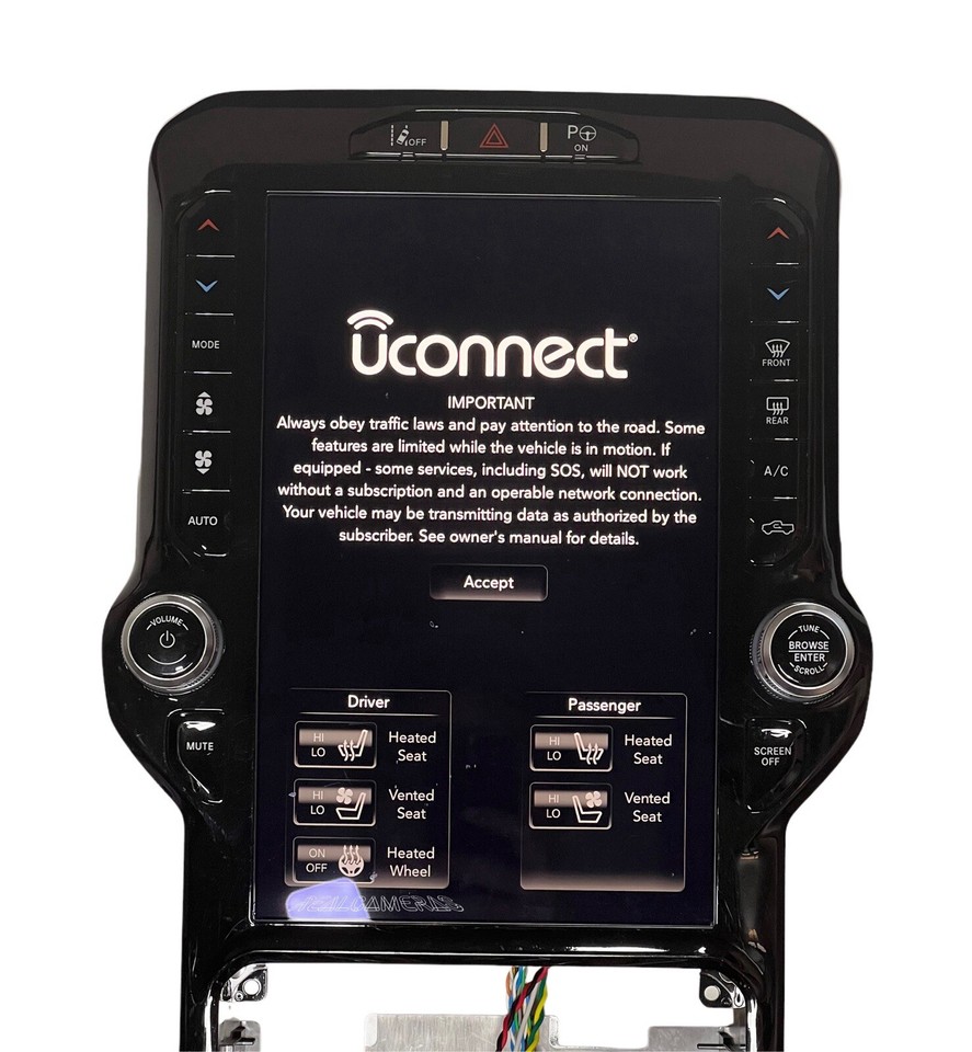 Dodge RAM 1500 2019-2021 4C UAX Navigation Center Stack 12" Display ...