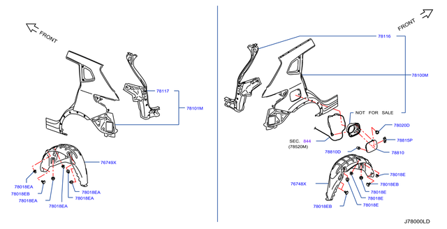 Genuine Nissan Extension Rear Fender RH G8114DF3MA / G8114-df3ma OEM ...