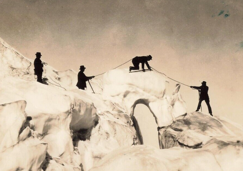 Alpine Mountain Climbers 1900s Press Photo Swiss Alps Snow Bridge ...