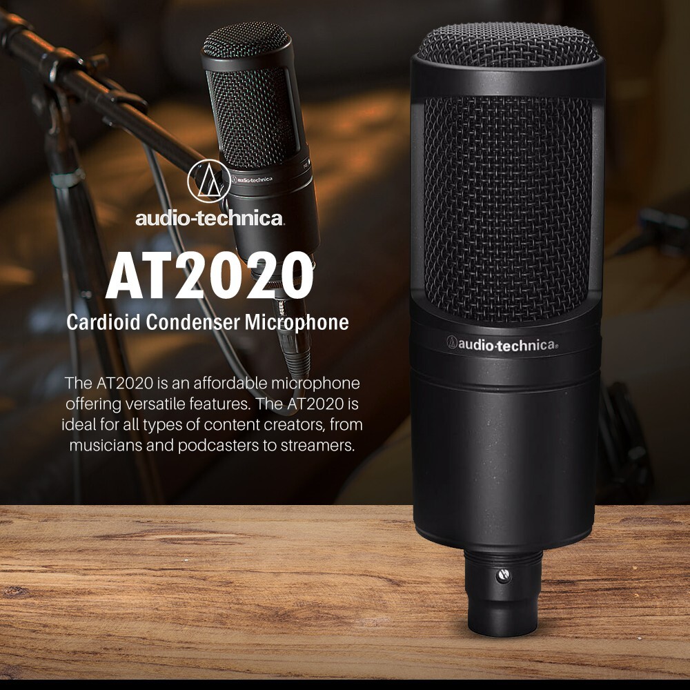 Mini Microphone Audio-Technica AT2020 XLR Studio Microphone - Cardioid ...