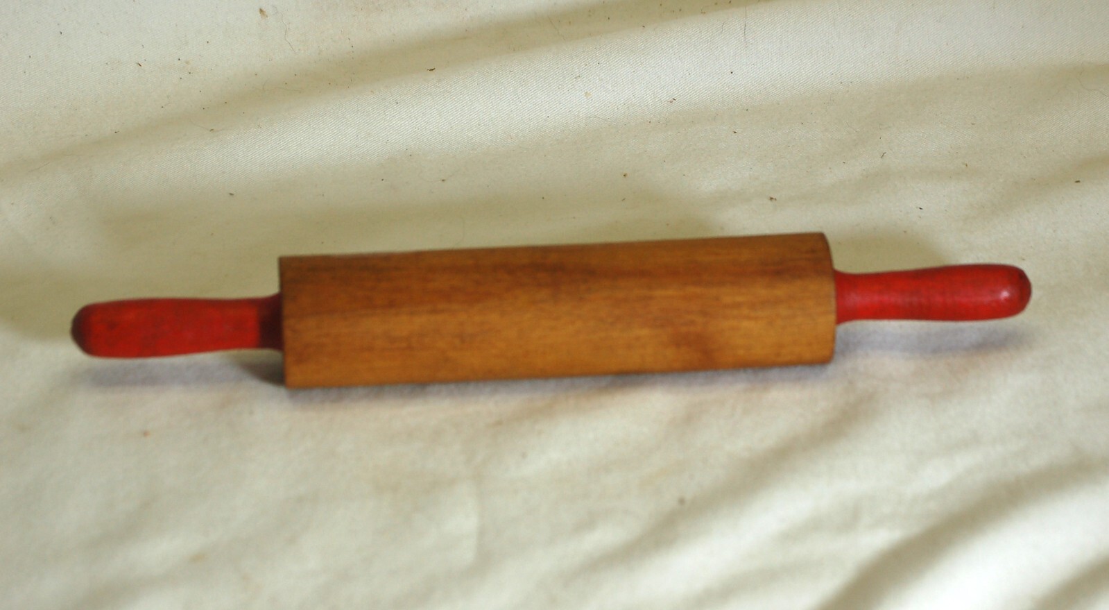 Rustic Wooden Kids Rolling Pin Red Handle Kitchen Utensil Tool Country ...