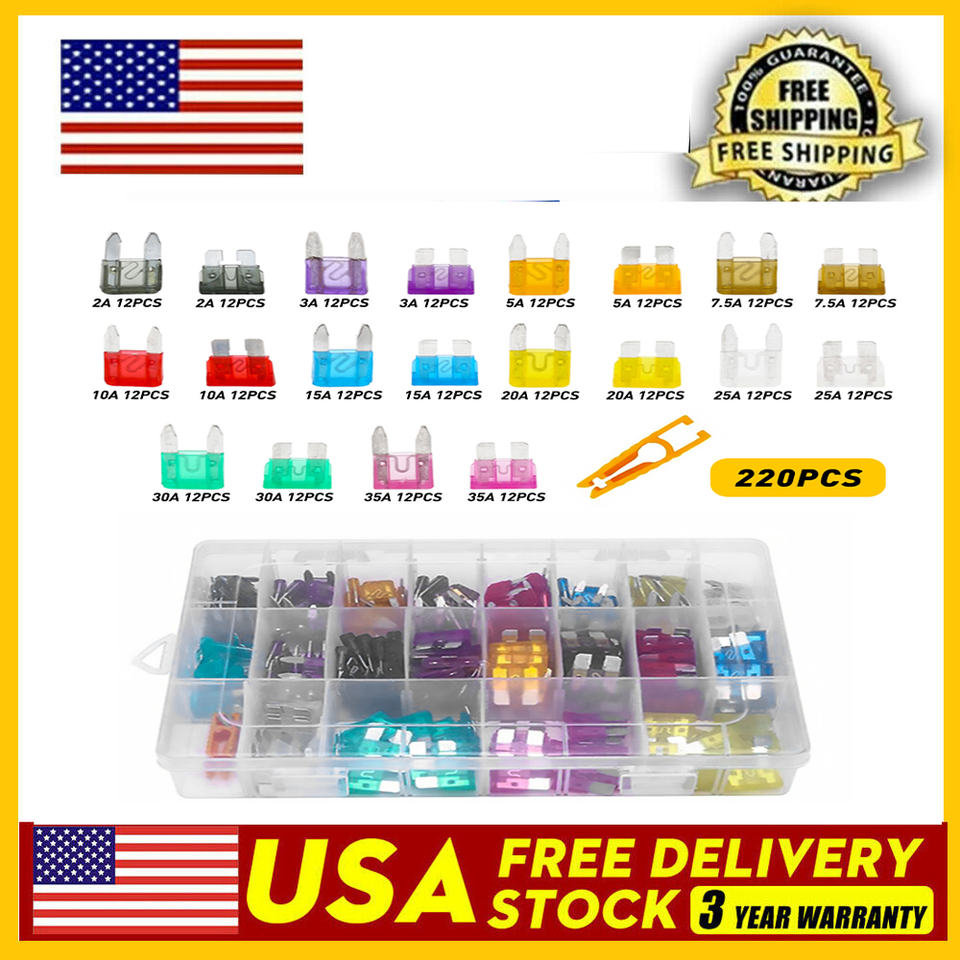 Mini Car Fuse Assortment Assorted Kit Blade Auto Set 220pcs Truck ...
