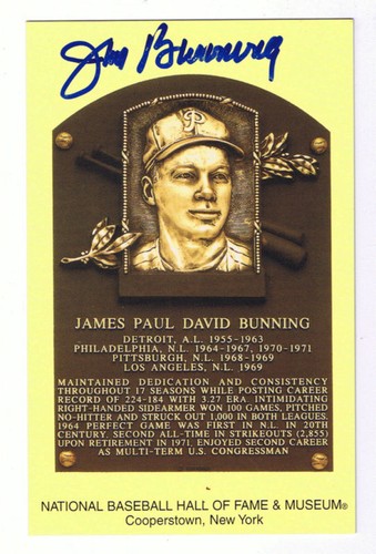 JIM BUNNING AUTOGRAPH GOLD HALL OF FAME POST CARD | eBay