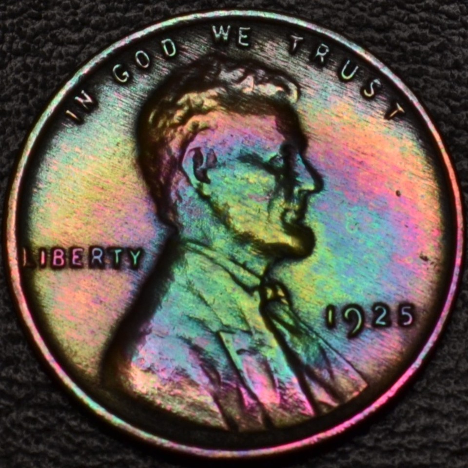 1925 Lincoln wheat cent penny, rainbow toning & high luster (54-63) | eBay