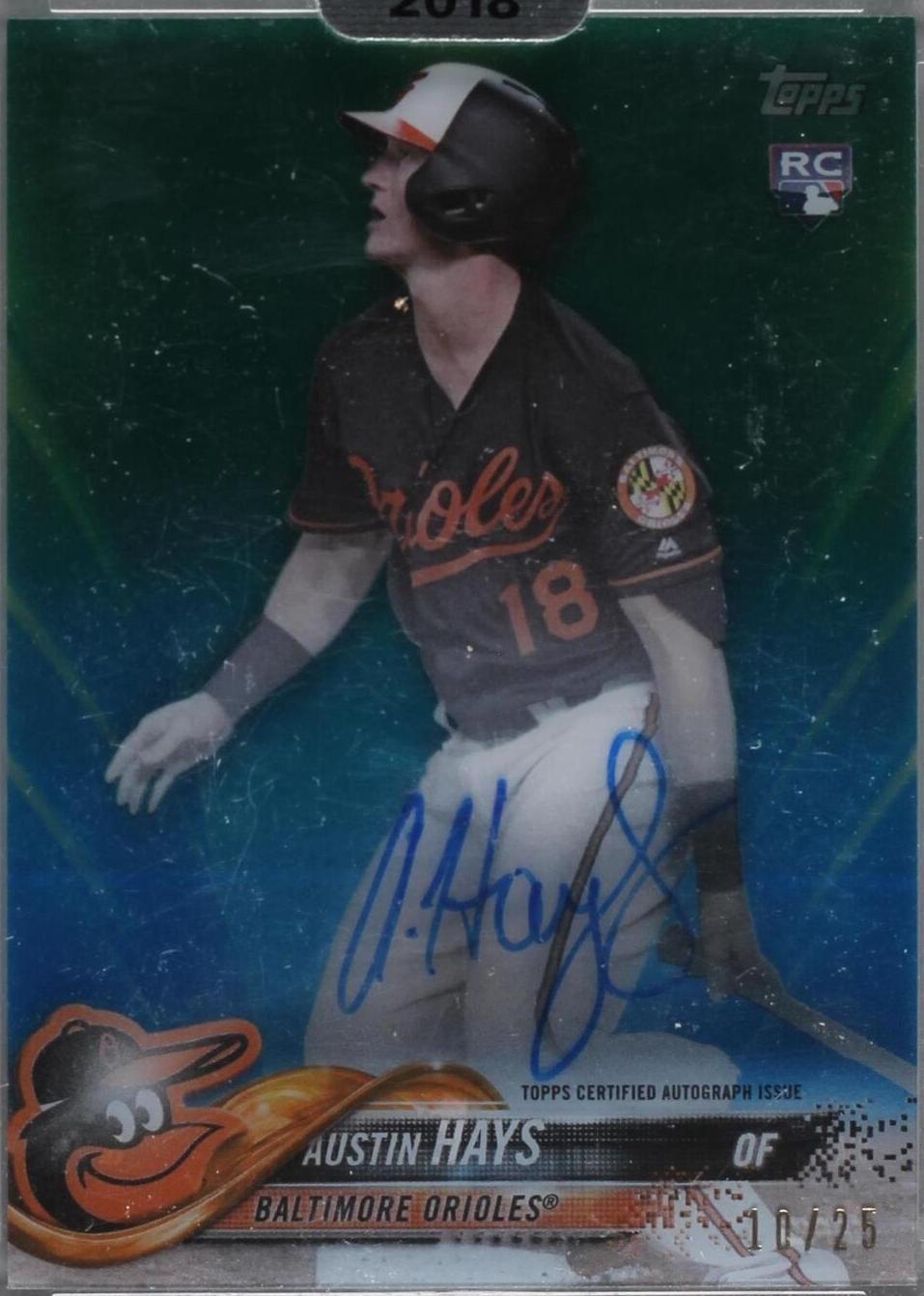 2018 Topps Clearly Authentic Autographs - Austin Hays #CAA-AH Blue /25 ...