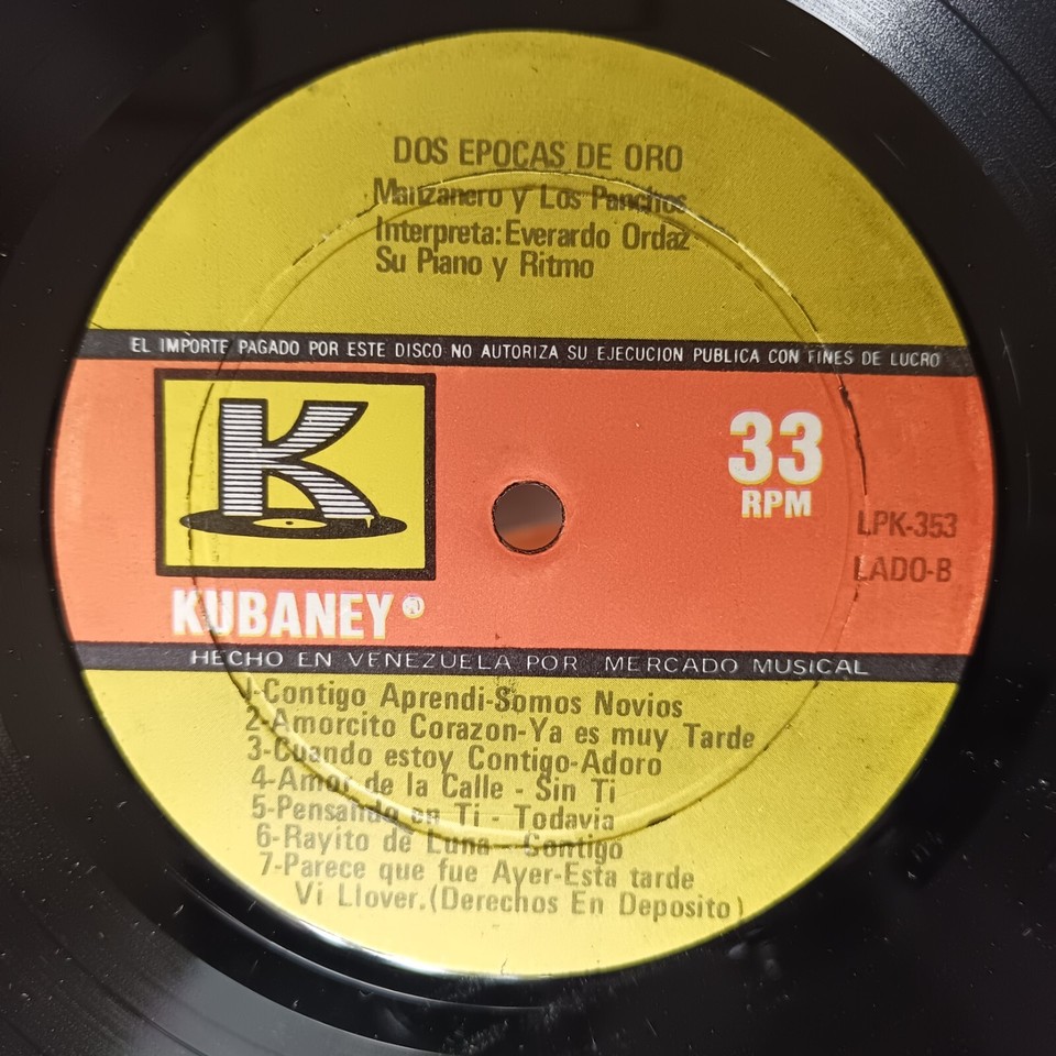 Everardo Ordaz Su Piano Y Ritmo ‎– Manzanero Y Los Panchos Vinyl LP ...