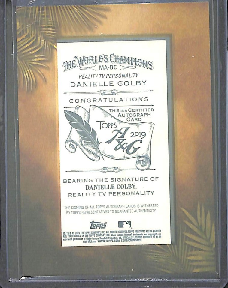 2019 Topps Allen and Ginter Mini Autograph #MA-DC Danielle Colby | eBay