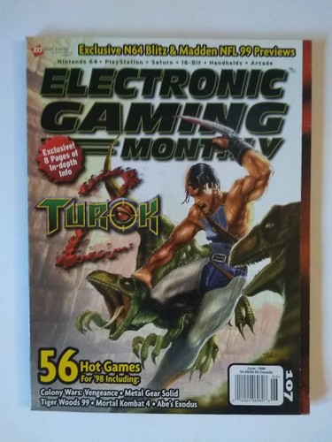 Electronic Gaming Monthly EGM, Turok 2 cover, #107 June 1998 New w ...