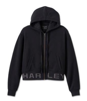 Harley-Davidson Womens Cropped Full Zip Hoodie - Black 96154-25VW | eBay UK