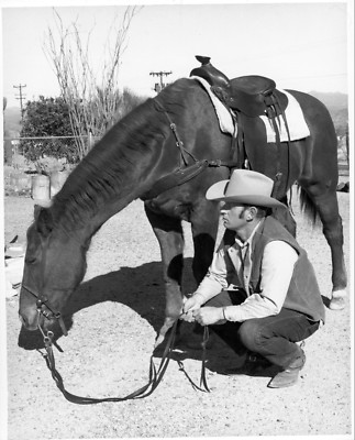 Willis Rue Western Photo Portrait Cowboy Squatting Holding His Horse ...